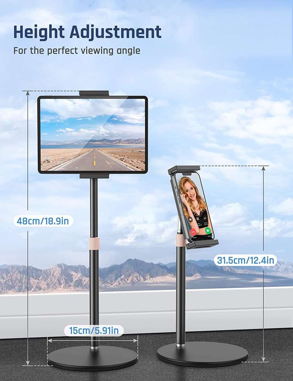 Hold up Tablet Stand Holder Adjustable Height Tablet & Phone Stand for ...