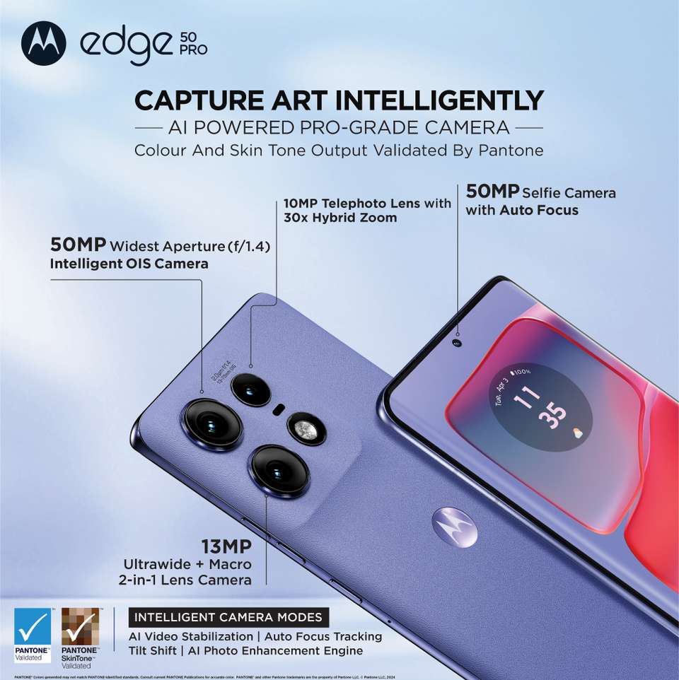 Motorola Edge 50 Pro 5G with 68W Charger (Luxe Lavender, 256 GB) (8 GB RAM)