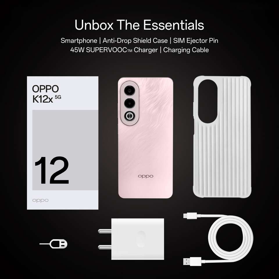 OPPO K12x 5G with 45W SUPERVOOC Charger In-The-Box (Feather Pink, 128 ...
