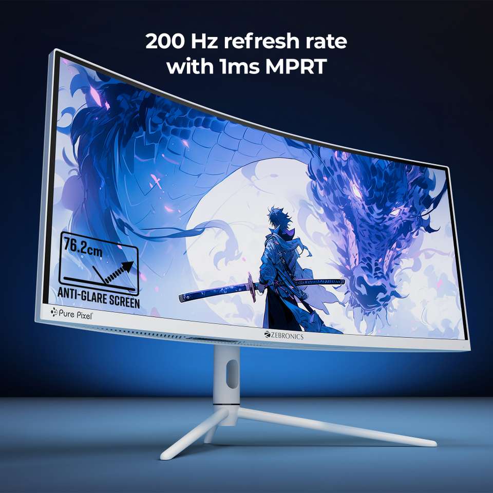 ZEBRONICS 76.2 cm (30 inch) Curved WFHD VA Panel with 300 Nits ...