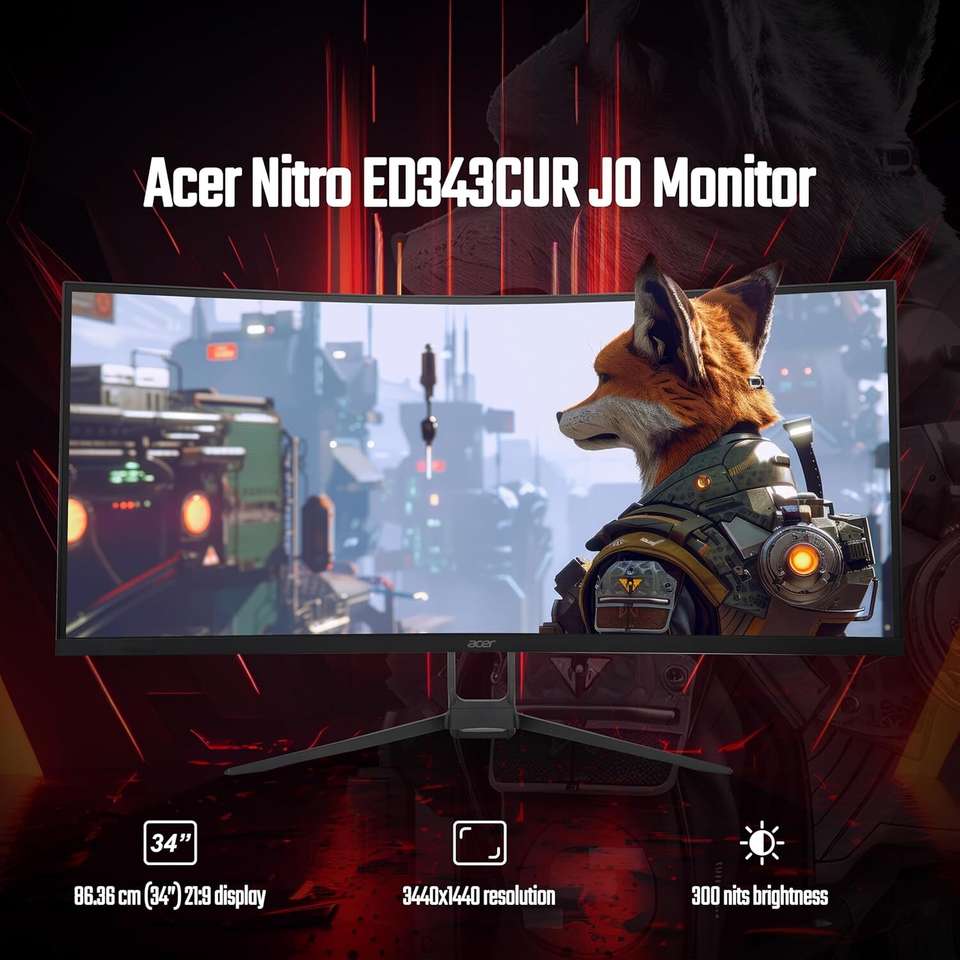 Acer 86.36 cm (34 inch) Curved UWQHD LED Backlit VA Panel Gaming ...