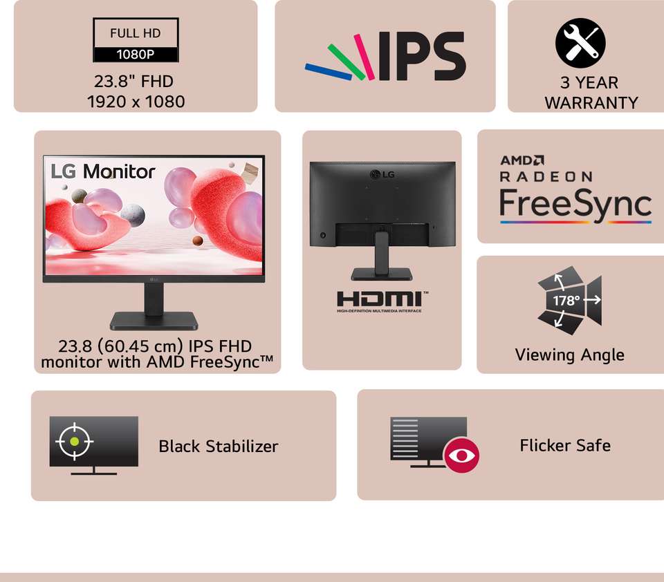 LG 60.45 cm (24 inch) Full HD IPS Panel with 3-Side Borderless Display ...