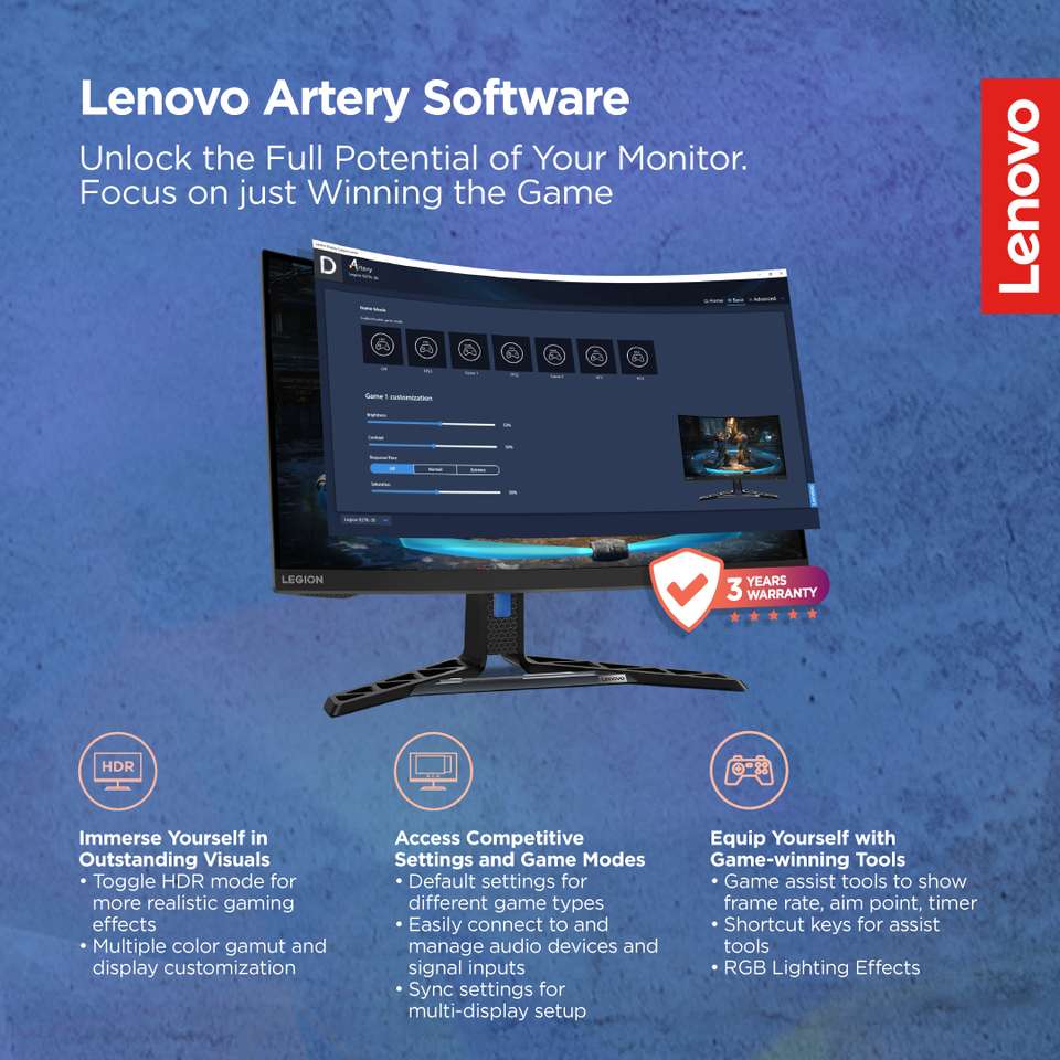 Lenovo 68.58 cm (27 inch) Curved Full HD VA Panel 99% sRGB, 90% DCI-P3 ...