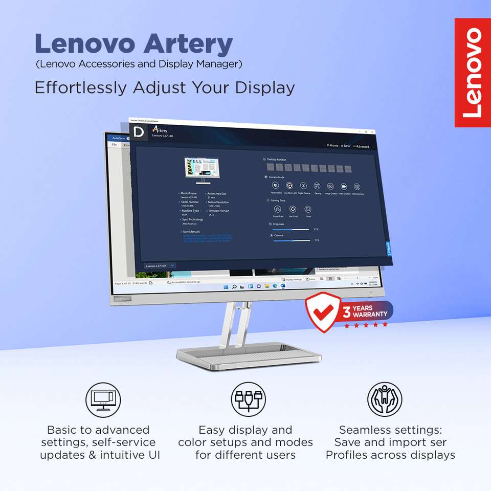 Lenovo L-Series 60.96 cm (24 inch) Full HD LED Backlit IPS Panel with ...