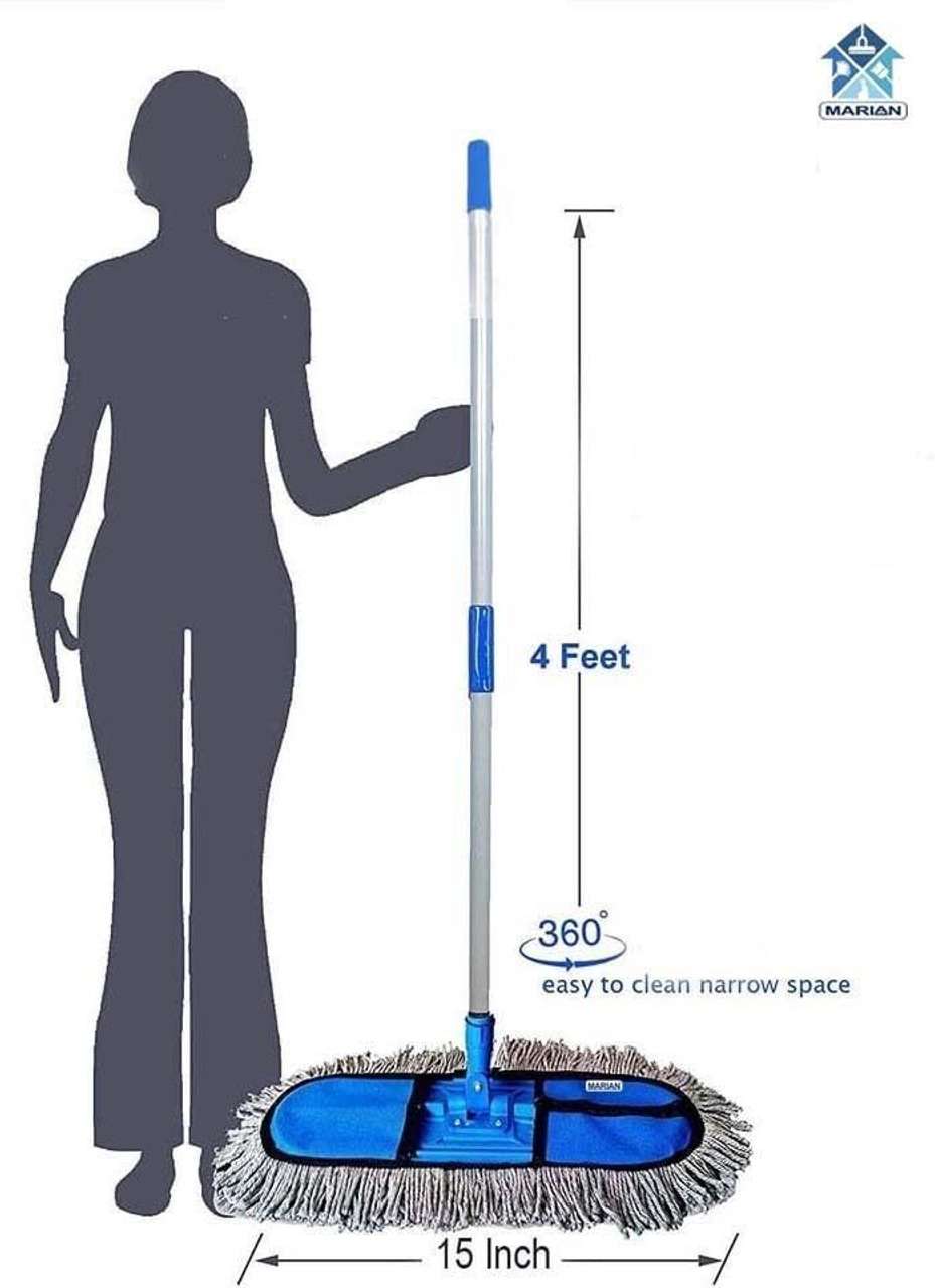 Marian Wet and Dry pad Flat Floor Mop with 4 Feet Handle Set of 1 (15 ...