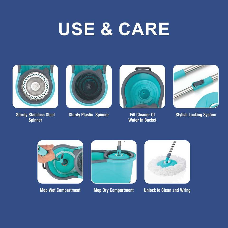Ayush 360 Spin Mop Stick | Wet & Dry Cleaning | Mops Pocha with 2 ...