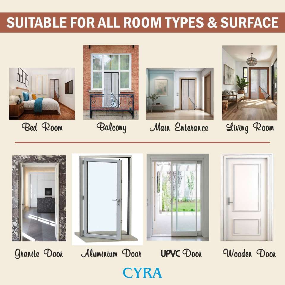 Cyra Auto Closing Magnetic Door Net Fibre Washable Adults Mosquito Net ...