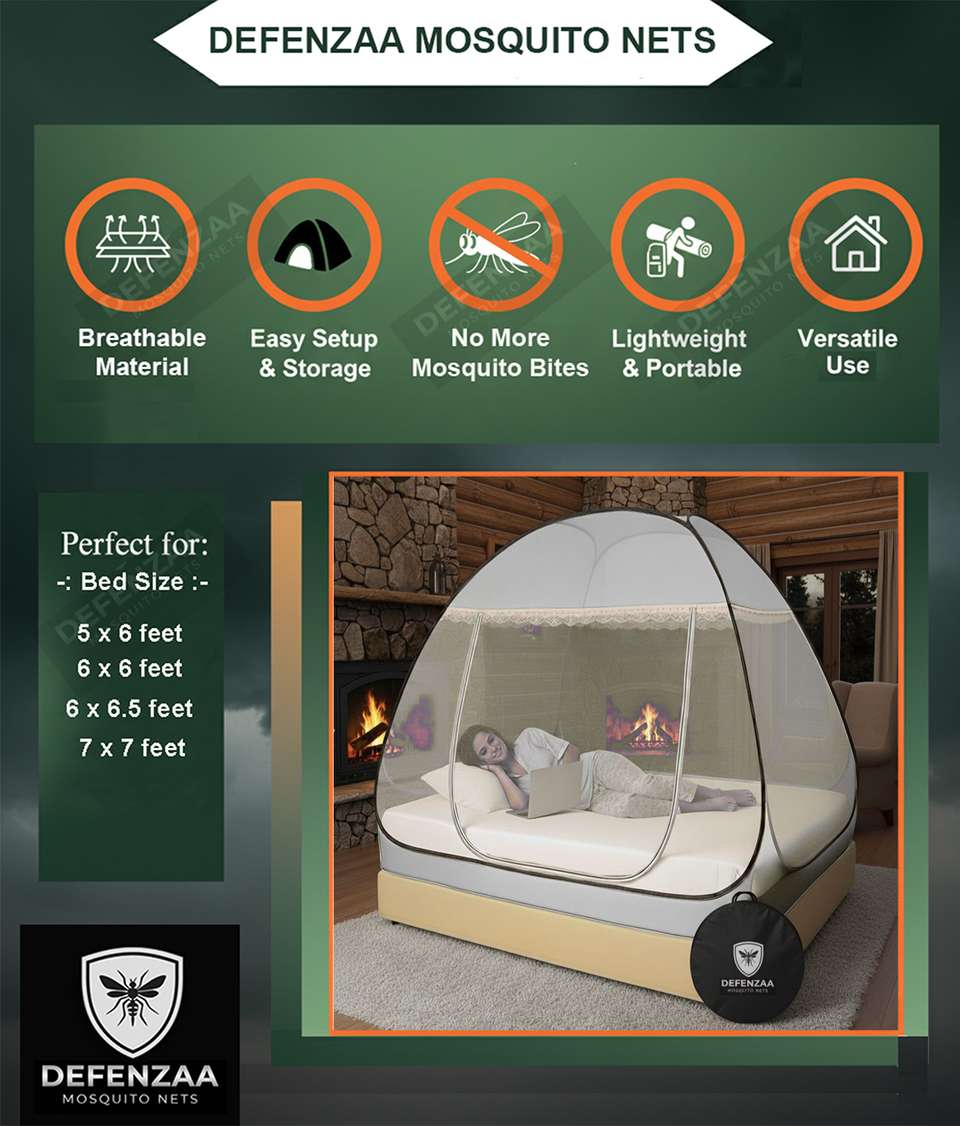 DEFENZAA mosquito net bed 5*6 mosquito net stand pipe 6 feet 7 ...