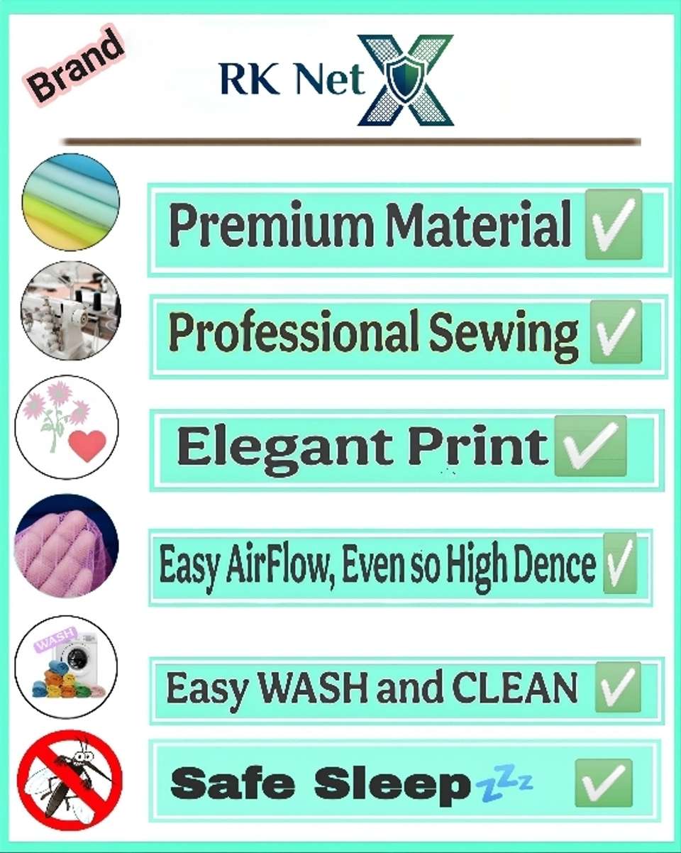 RK NETX Double Bed (6×7 Feet) mosquito net Polyester Washable Adults ...