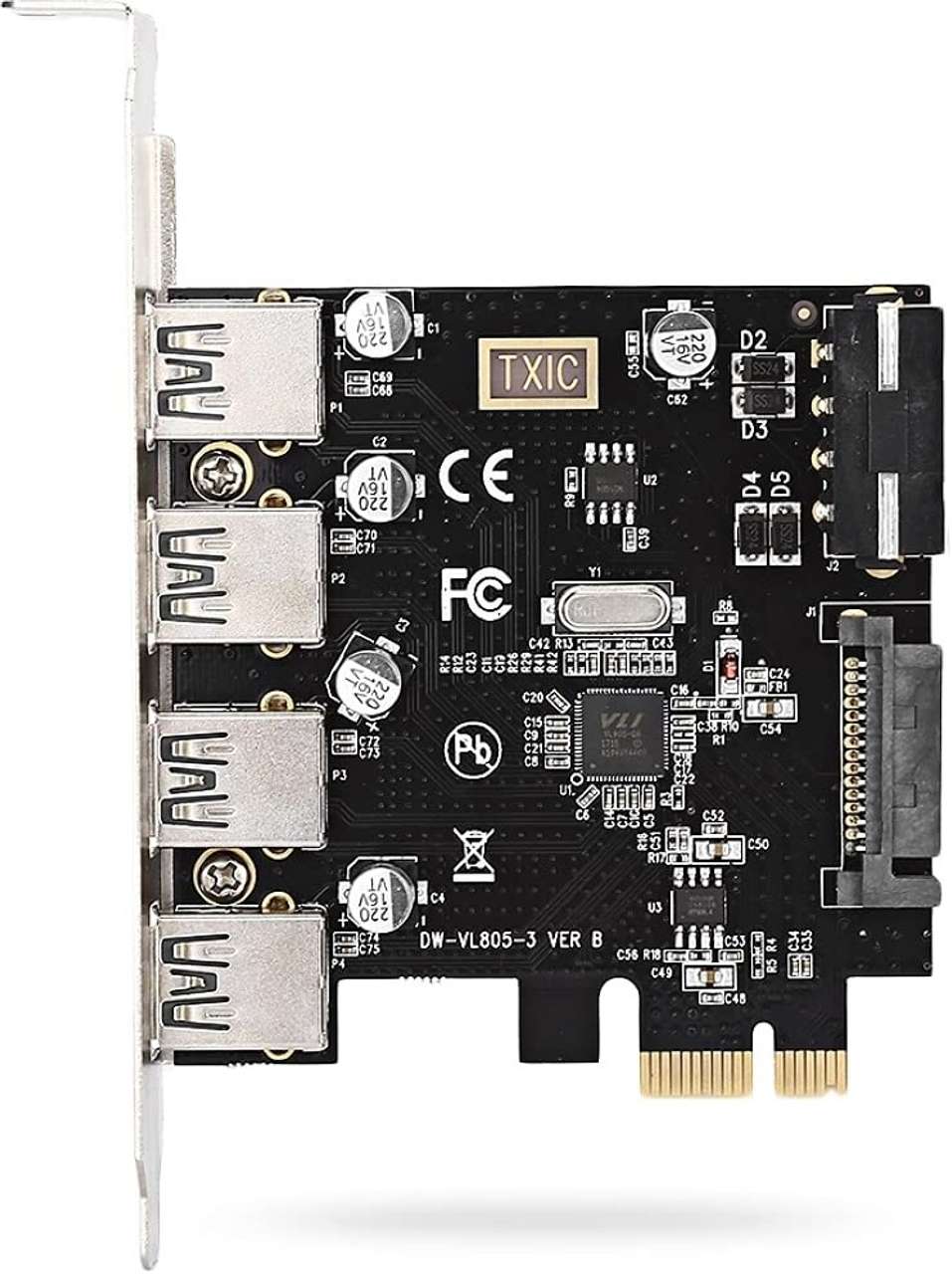 TECHGEAR 4 Ports PCI-E to USB 3.0 HUB PCI Express Expansion Card ...
