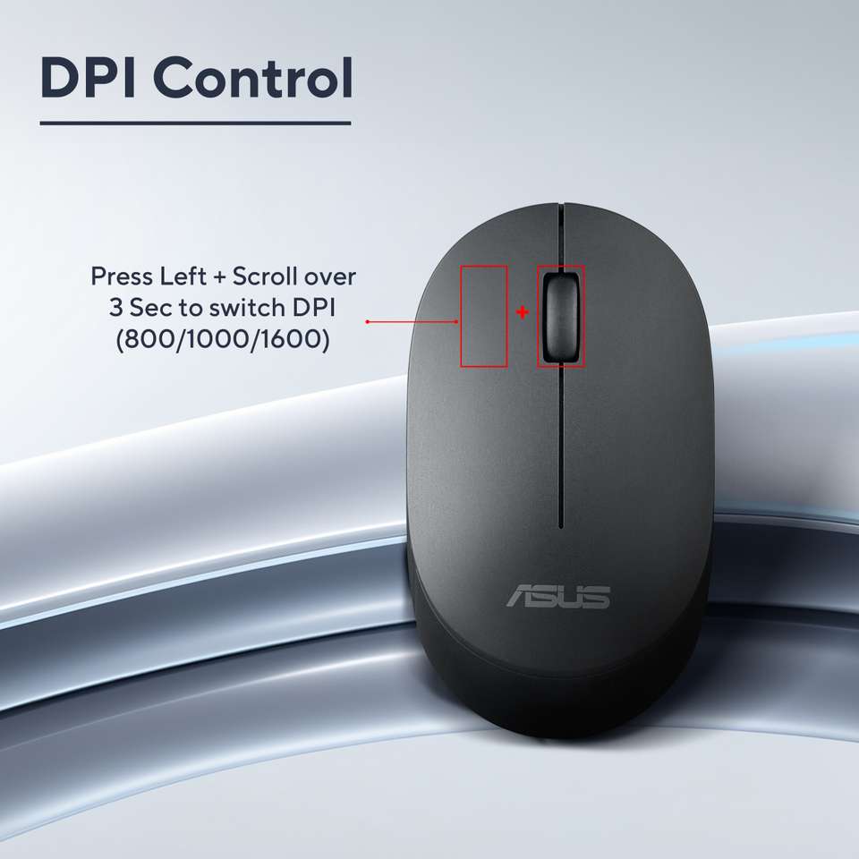 ASUS Bluetooth Silent Mouse MW105, 1600 DPI, Upto 3 Device Support ...