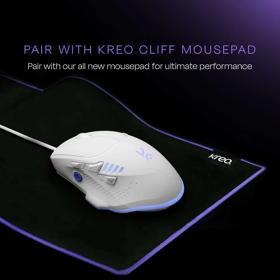 Kreo Hawk Wired Ambidextrous Optical Gaming Mouse Programmable Buttons ...