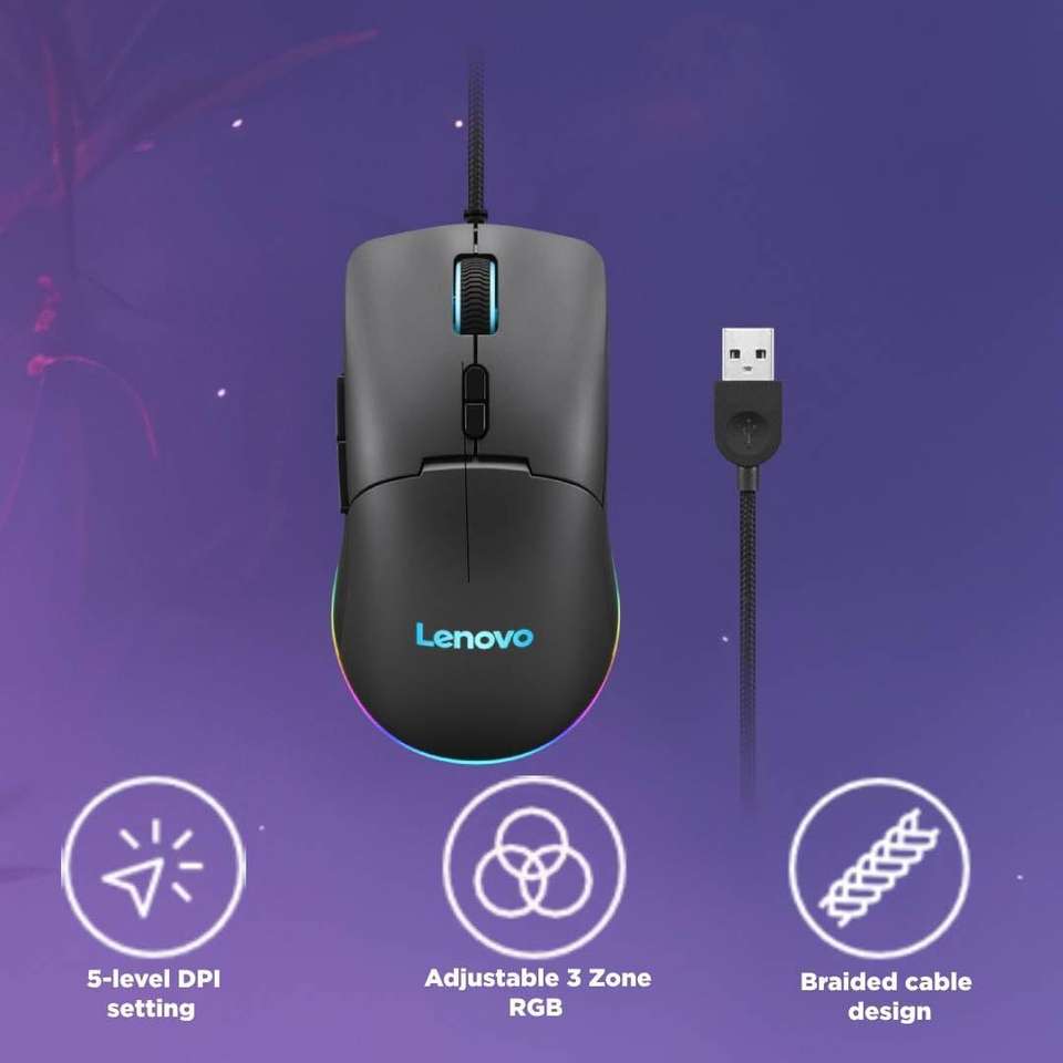 Lenovo M210 Wired Ambidextrous Optical Gaming Mouse upto 8000 DPI, 7 ...