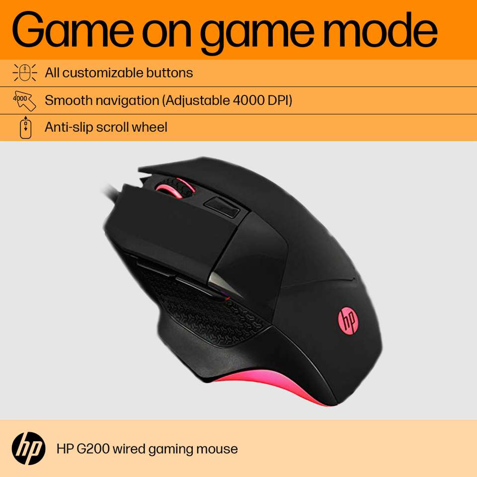 HP G200 Wired Ambidextrous Optical Gaming Mouse - HP : Flipkart.com