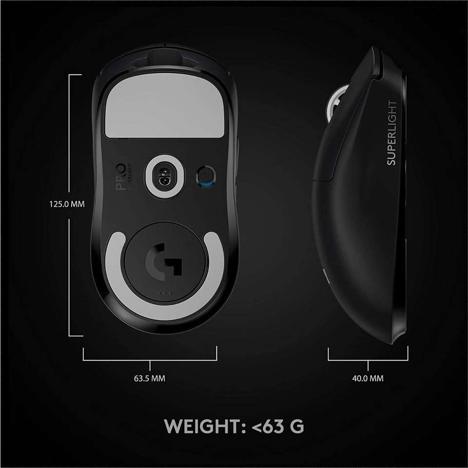 Logitech G PRO X Superlight / Hero 25K Sensor, Adj DPI 25.6K DPI, 5 ...
