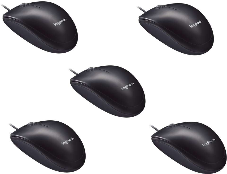 Logitech M90 / 1000 DPI Optical Tracking(Set of 5) Wired Ambidextrous ...