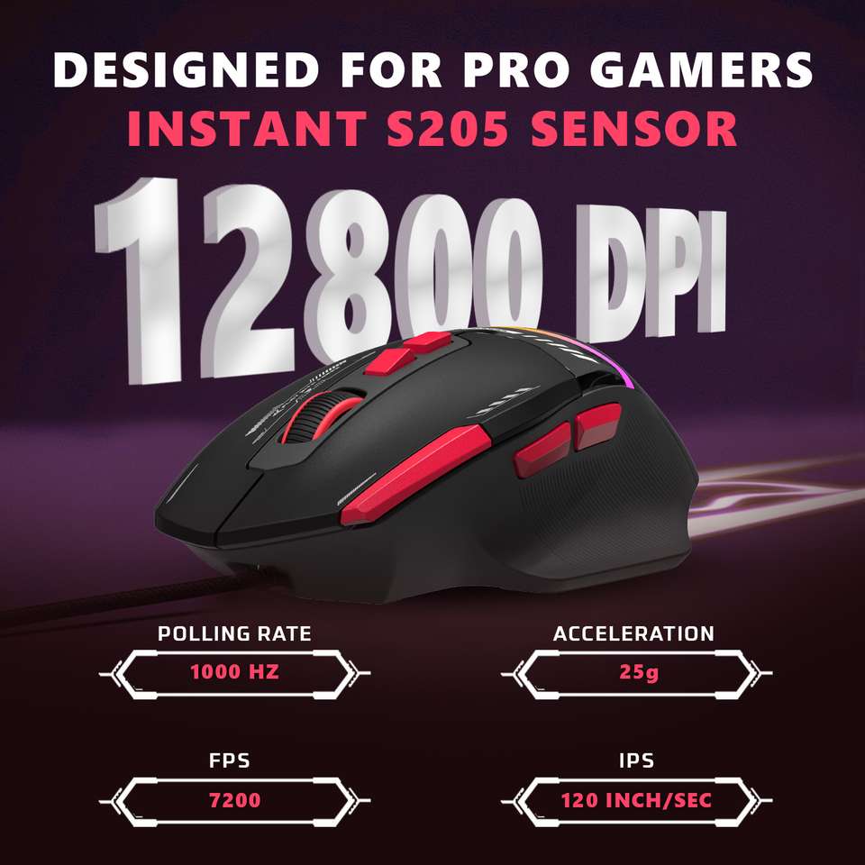 EVOFOX Blaze 2 Wireless Ergonomic Optical Gaming Mouse Tri-Mode 12800 ...