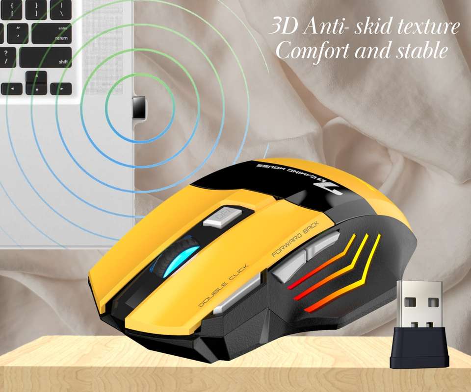ENTWINO X7 YELLOW WIRELSS GAMING MOUSE Right Handed Optical Gaming ...