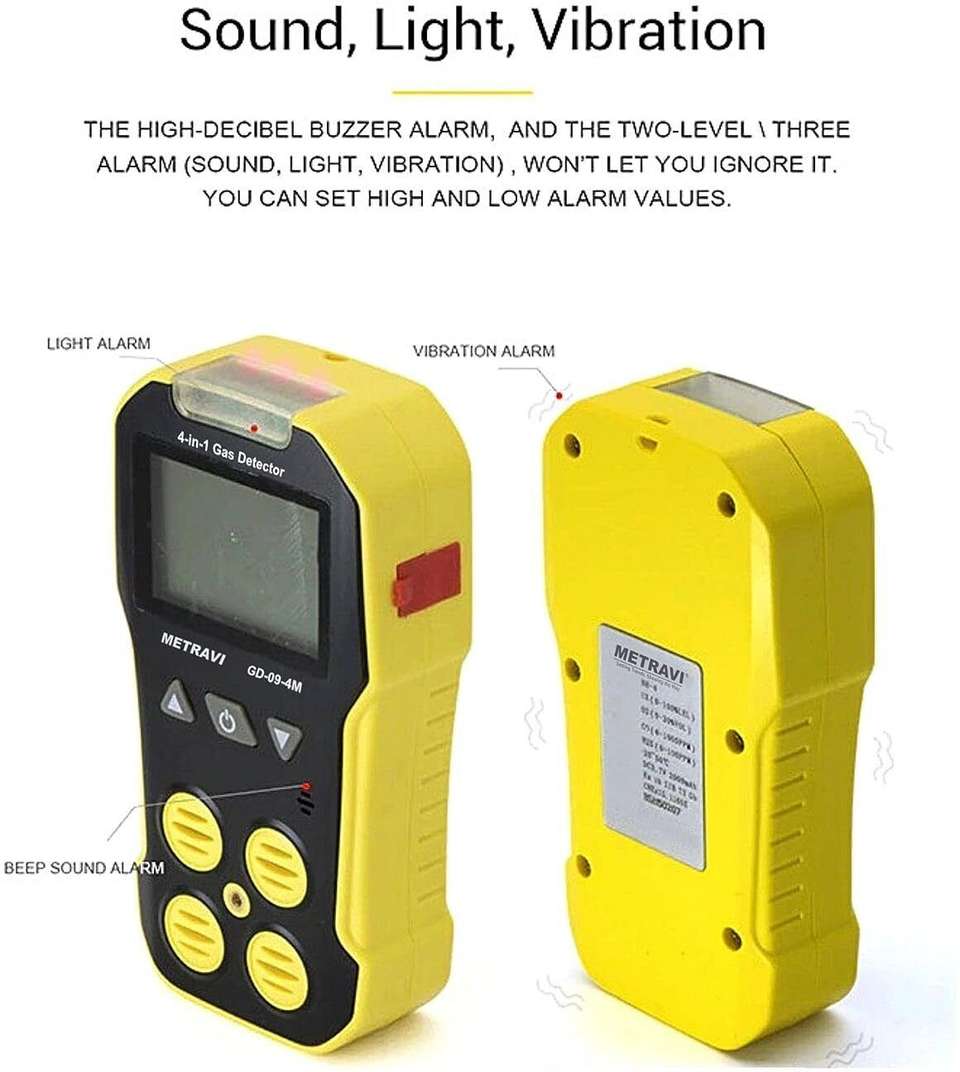 Metravi GD-09-4M Portable 4-in-1 Multi Gas Detector for Explosive Gas ...