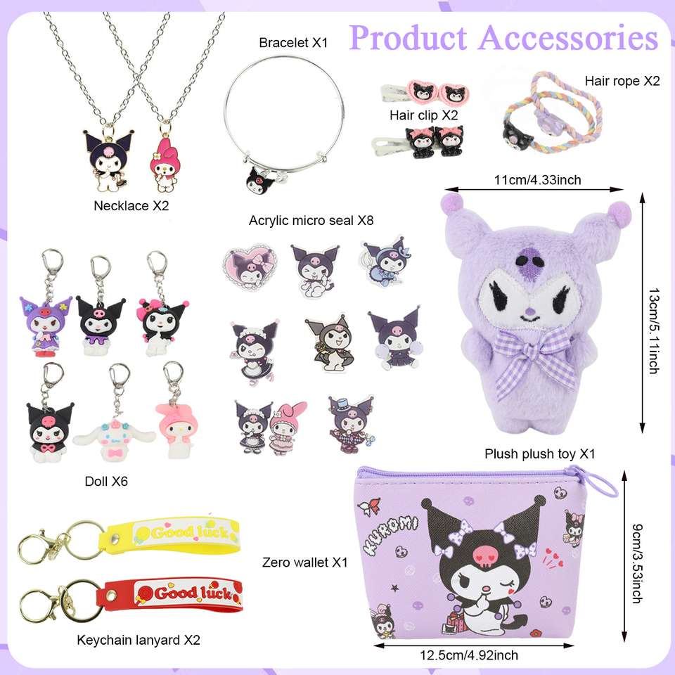 PATPAT Kawaii Sanrio Kuromi Gift Box Includes Plush Doll Wallet ...