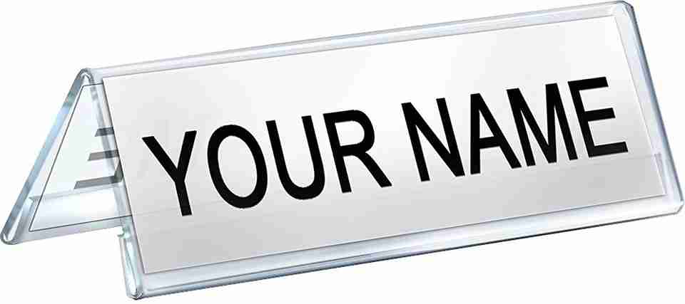 PRIYANSHMIMPEX Clear Acrylic Name Stand|2 Sided V-Shaped Desk Sign Name ...