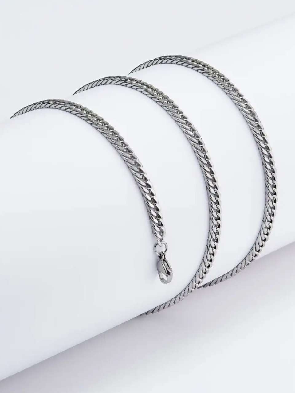RAPPERSSHOP Stainless Steel 4mm Snake Chain Sterling Silver Plated ...