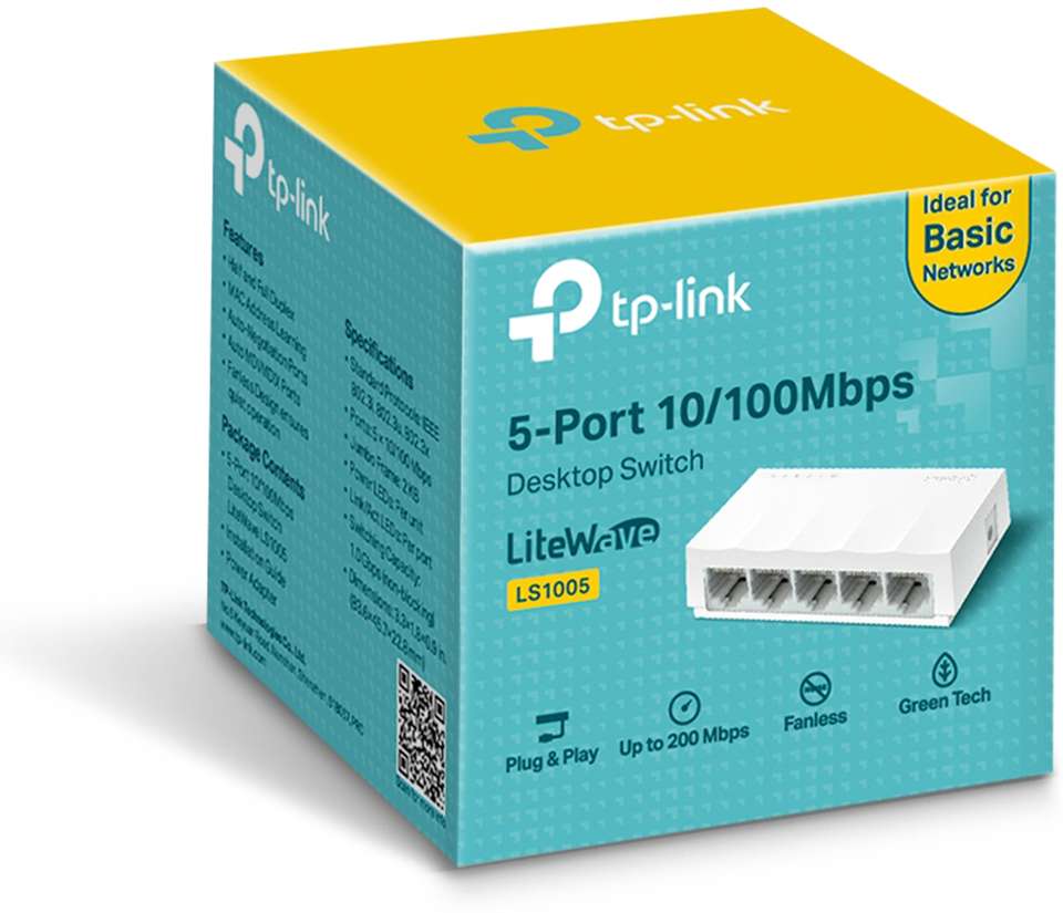 TP-Link LS1005 5-Port 10/100Mbps Desktop Switch 5 Ports 100 Mbps ...
