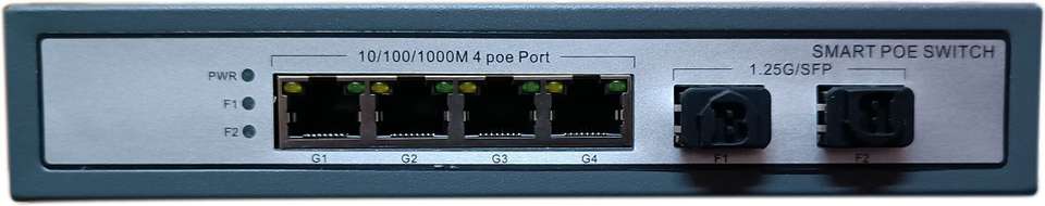 HANUTECH 4-Port Gigabit PoE Switch, 104W Power Budget, 2 SFP Uplinks 4 ...