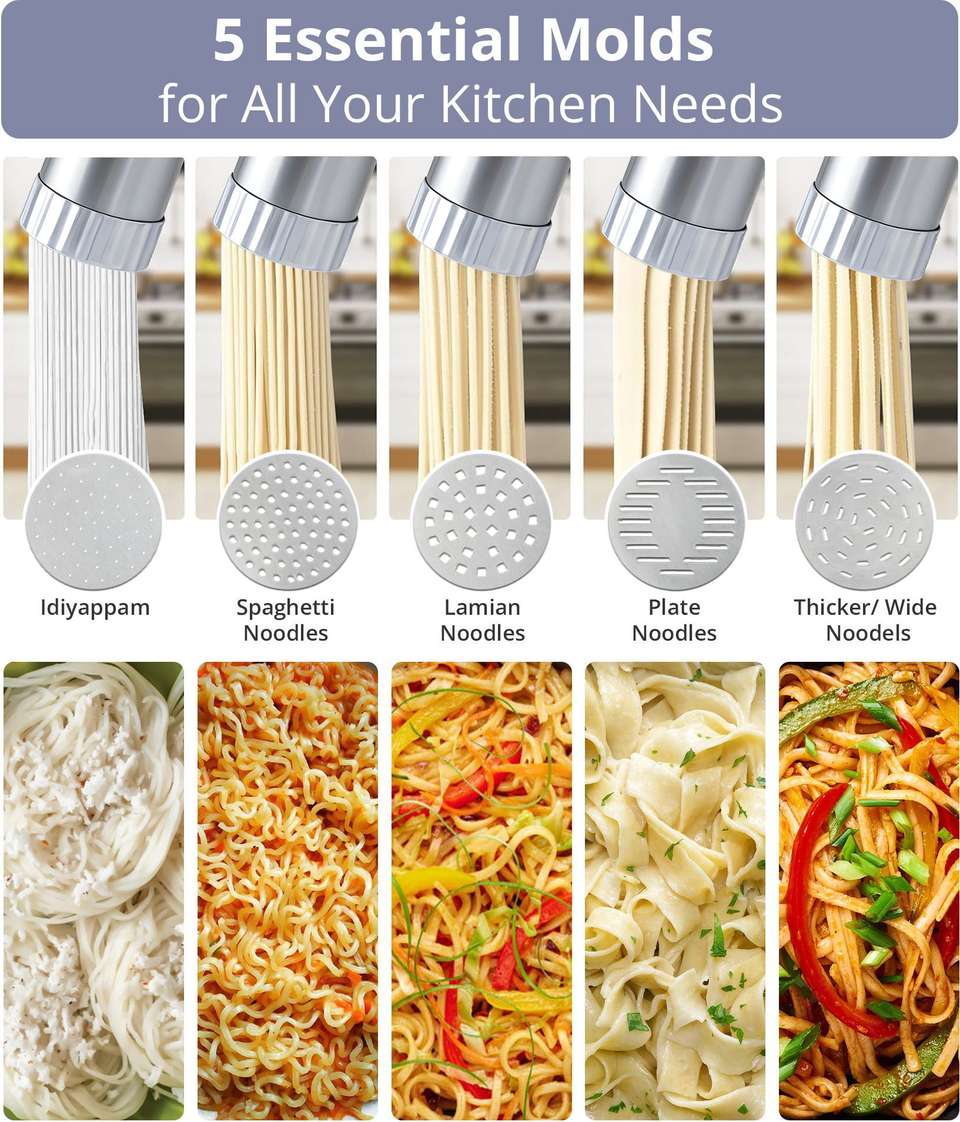 iBELL Neo Noodle 500 Electric Idiyappam & Noodle Maker with 6 Molds ...
