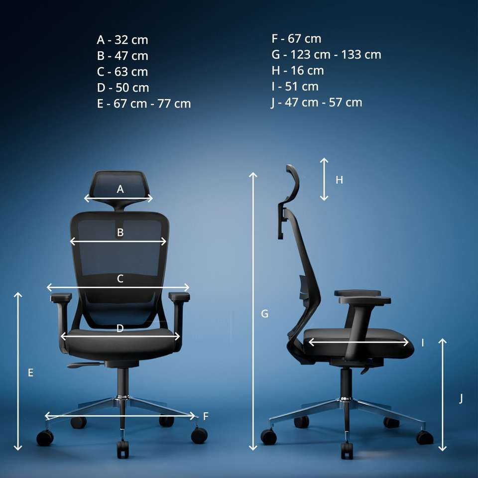 Vergo Ease High Back Ergonomic Chair, 3D Armrest, For Back Pain, Home ...