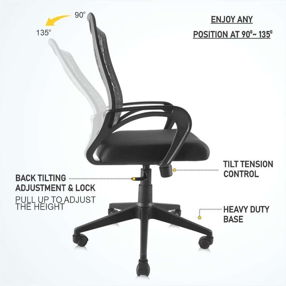 ASTRIDE Airsense BIS Certified Mid Back Office Chair for Work from Home ...