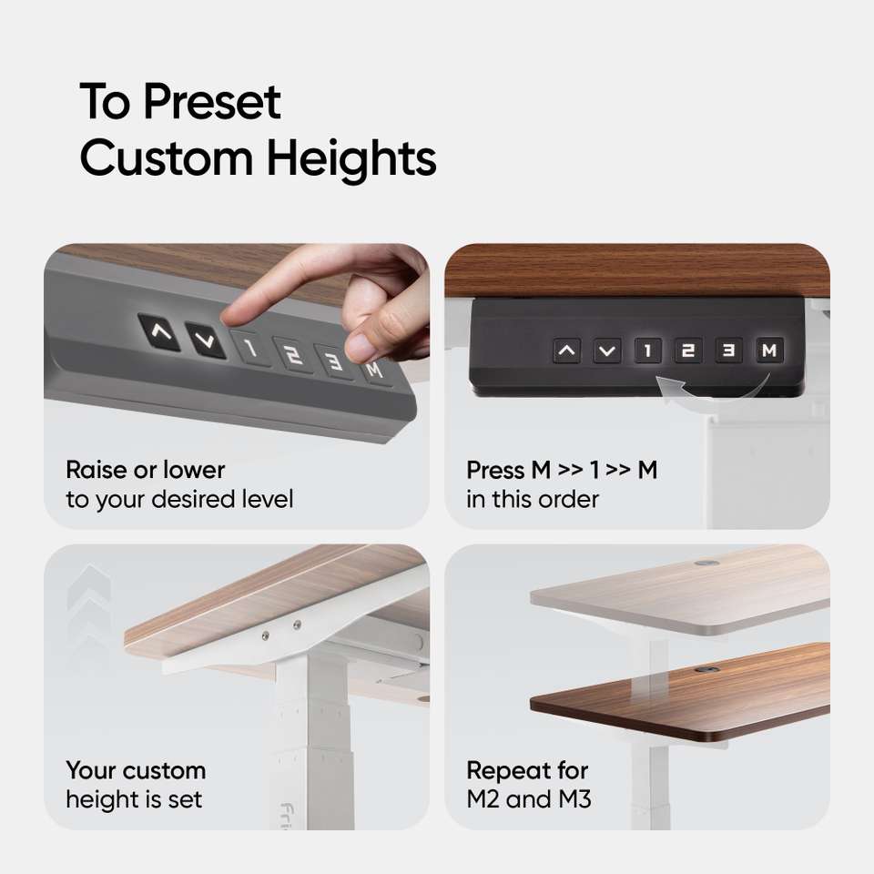 Frido ErgoLuxe Electric Standing Desk For Office, Height Adjust, 120kg ...