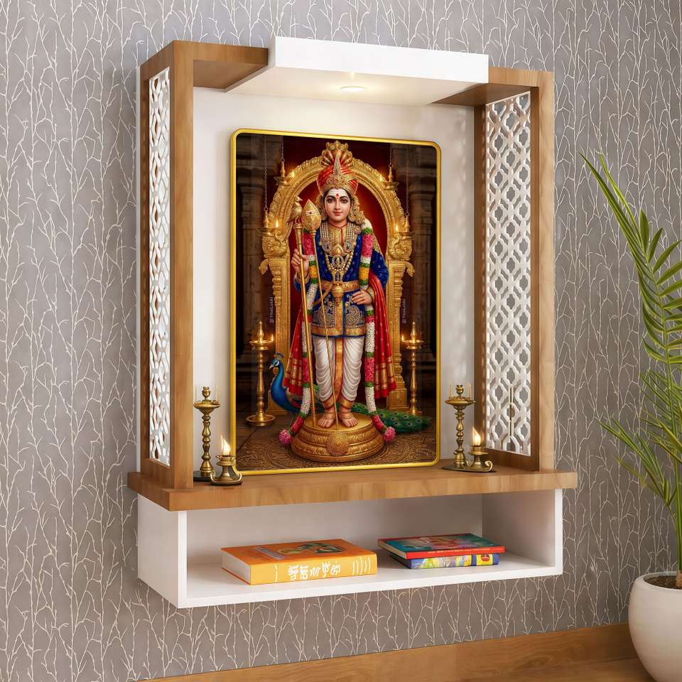 TheCastleDecor Lord Murugan Golden Slim Frame Spiritual Wall Art ...