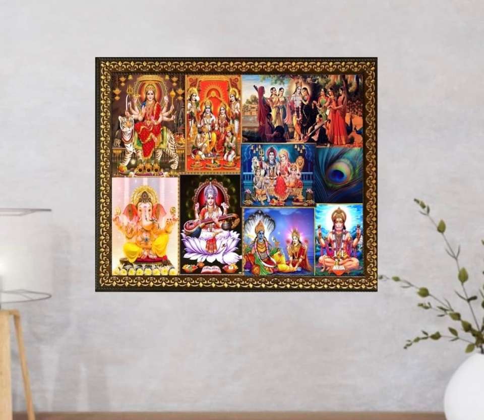 BAJAJ CREATIONS 8 in one gods photo frame | all gods Religious photo ...