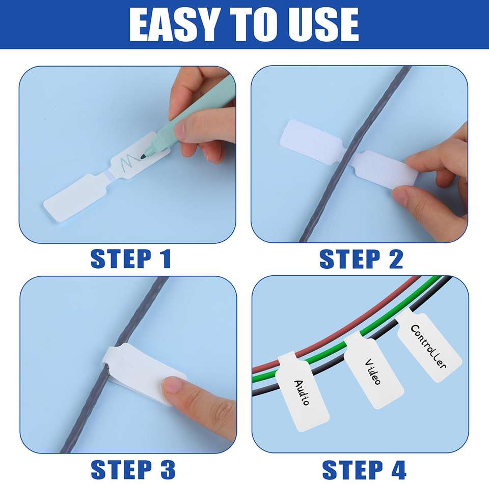 Verilux 100 Pcs Cable Labels Writable Waterproof Nylon Cord Tags ...