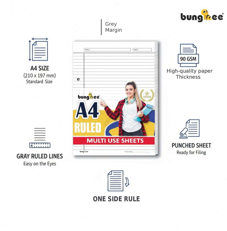 Flipkart.com | Bungbee A4 Ruled Sheets, Punched 50 Sheets - Acer ...