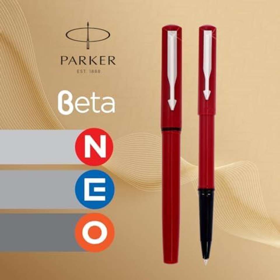 PARKER Beta Neo Chrome Trim Roller Ball Pen| Red Body Color| Roller ...