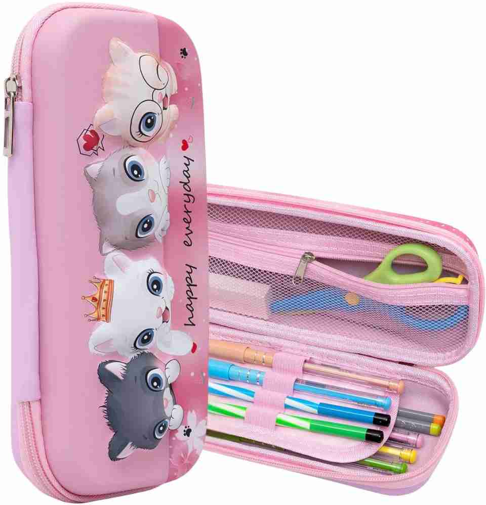 Flipkart.com | TRIONZA 3D Pink Cat Embossed Pencil Pouch for Kids and ...