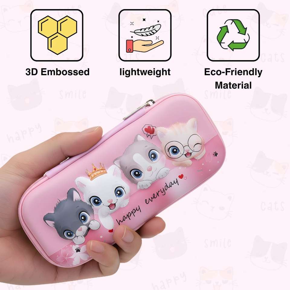 Flipkart.com | Givni Mart 3D Pink Cat Embossed Pencil Pouch for Kids ...