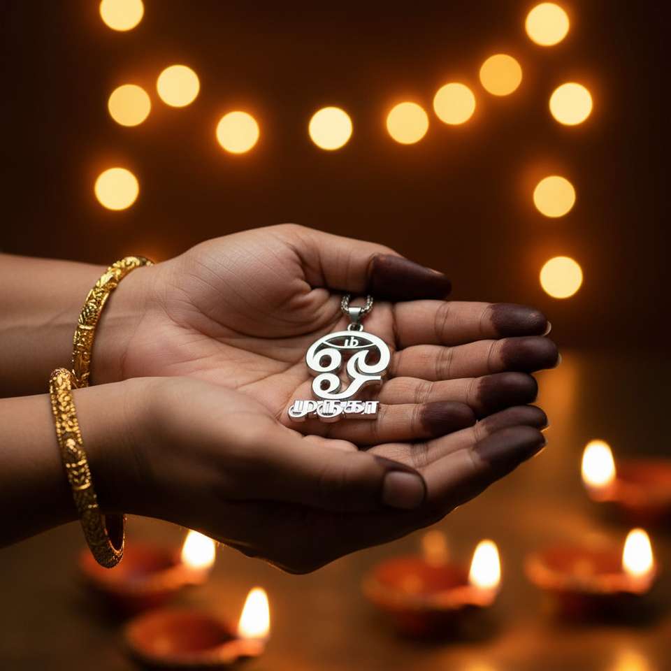 Sullery Om Murugan Vel Pendant Tamil Design for Men & Women Silver ...
