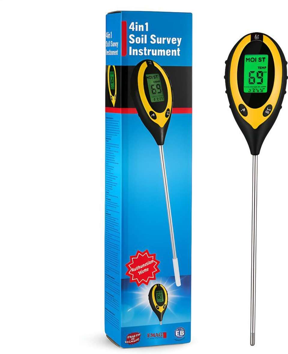 METRIVA_TECH 4 in 1 Digital Soil Meter Moisture Temperature Tester for ...