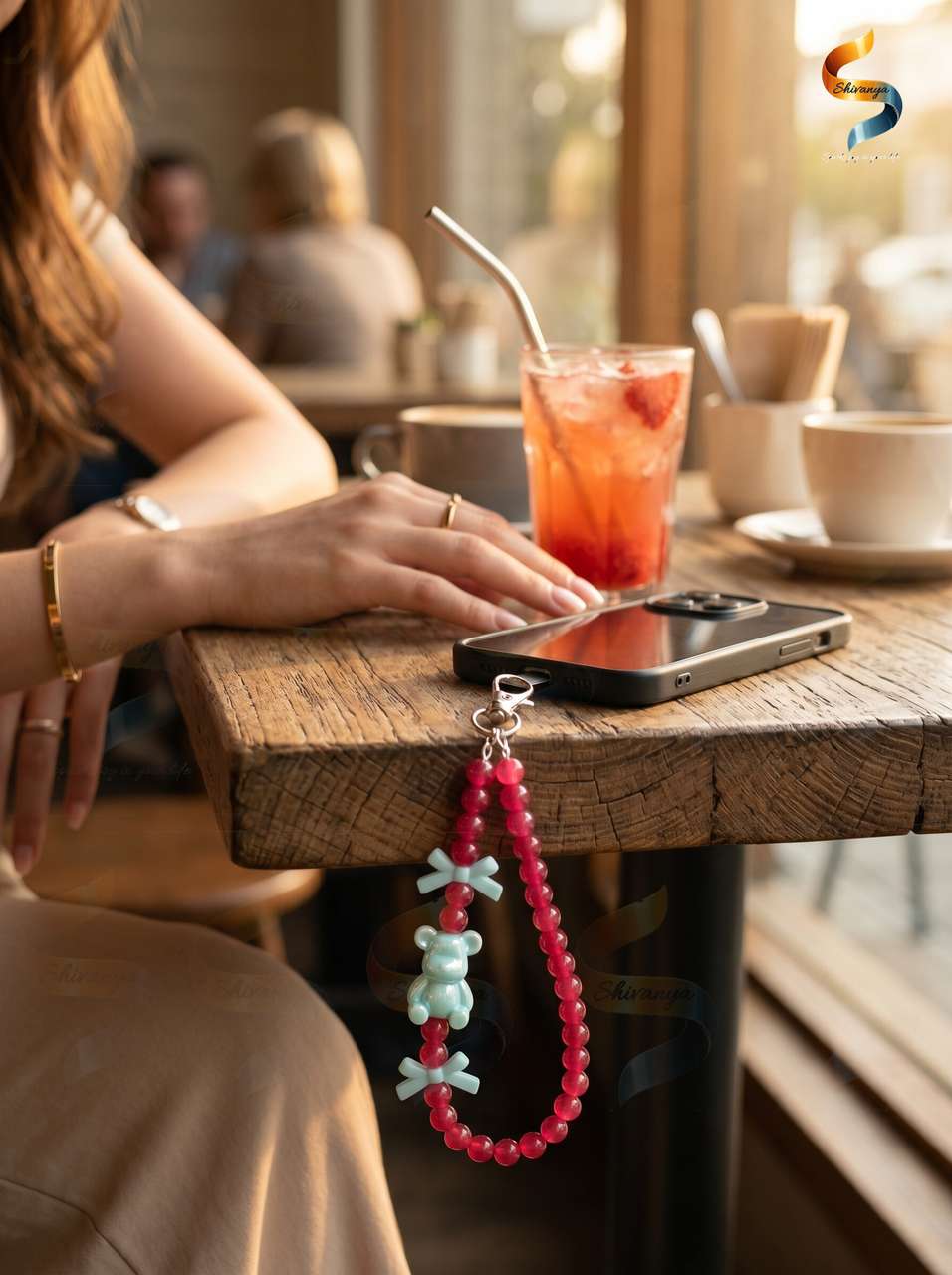 Shivanya's Red Beads Aesthetic Phone Charm for Girls Teddy & Bows Phone ...