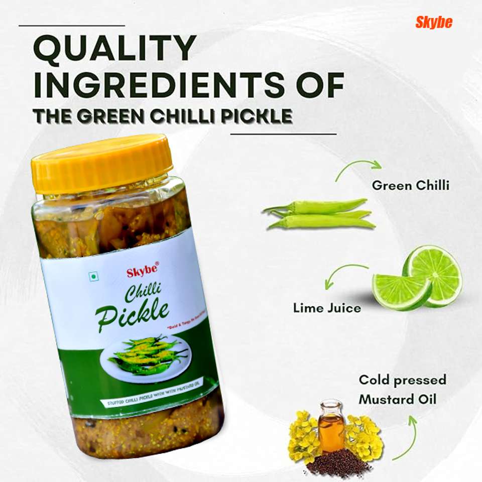 SKYBE Rajasthani Hot Masala Hari Mirch Pickle 1 kg – Authentic Green ...