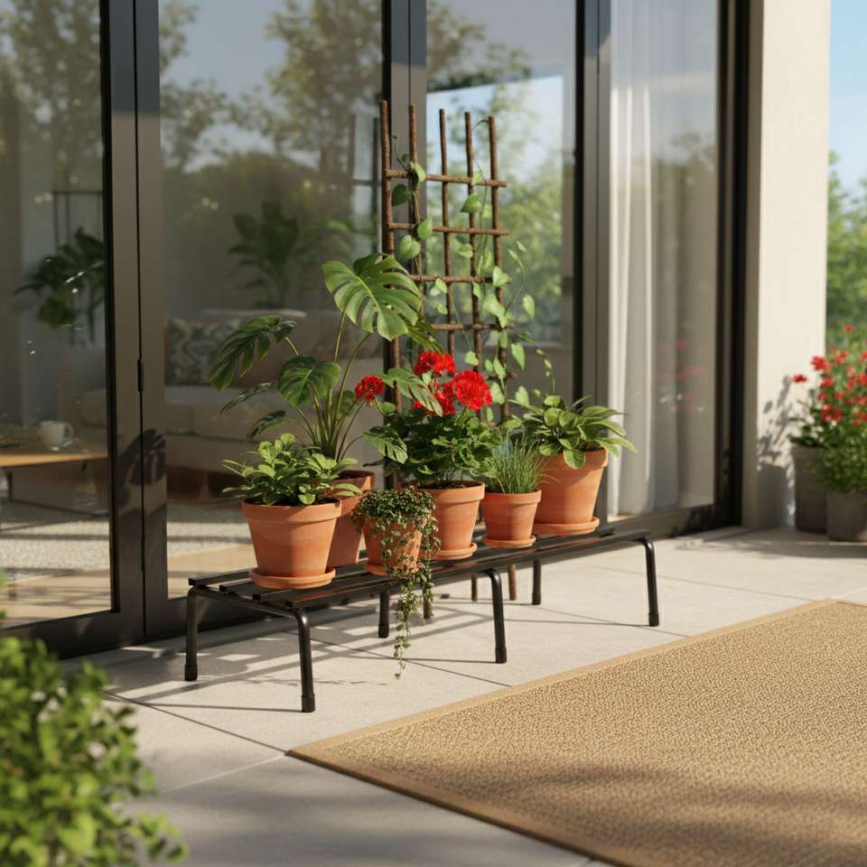 Green Gardenia 2FT Heavy Metal Flower Pot Stand for Indoor & Outdoor ...
