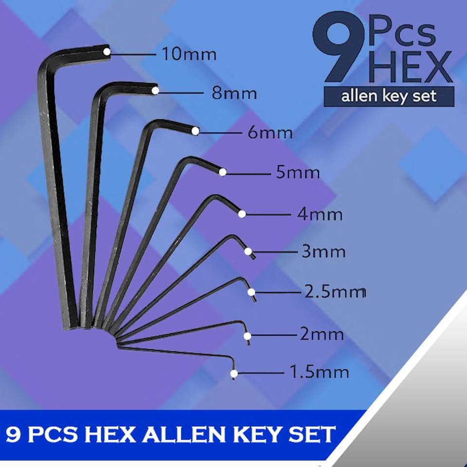 Aldeco 9PC Hex Allen Key Set with L-Handle for Precise Tightening Tasks ...
