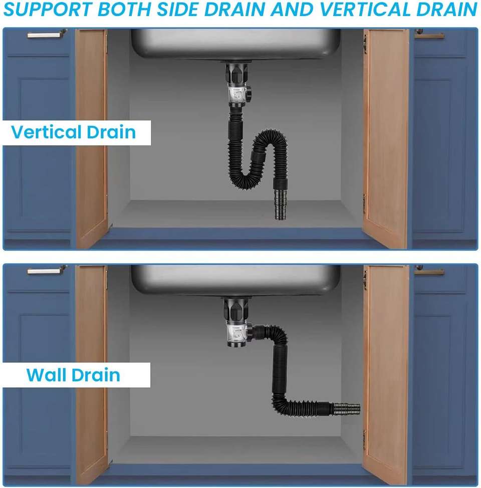 STELLARWARE Flexible Water Disposal Pipe for Kitchen Sink Outlet (Black ...
