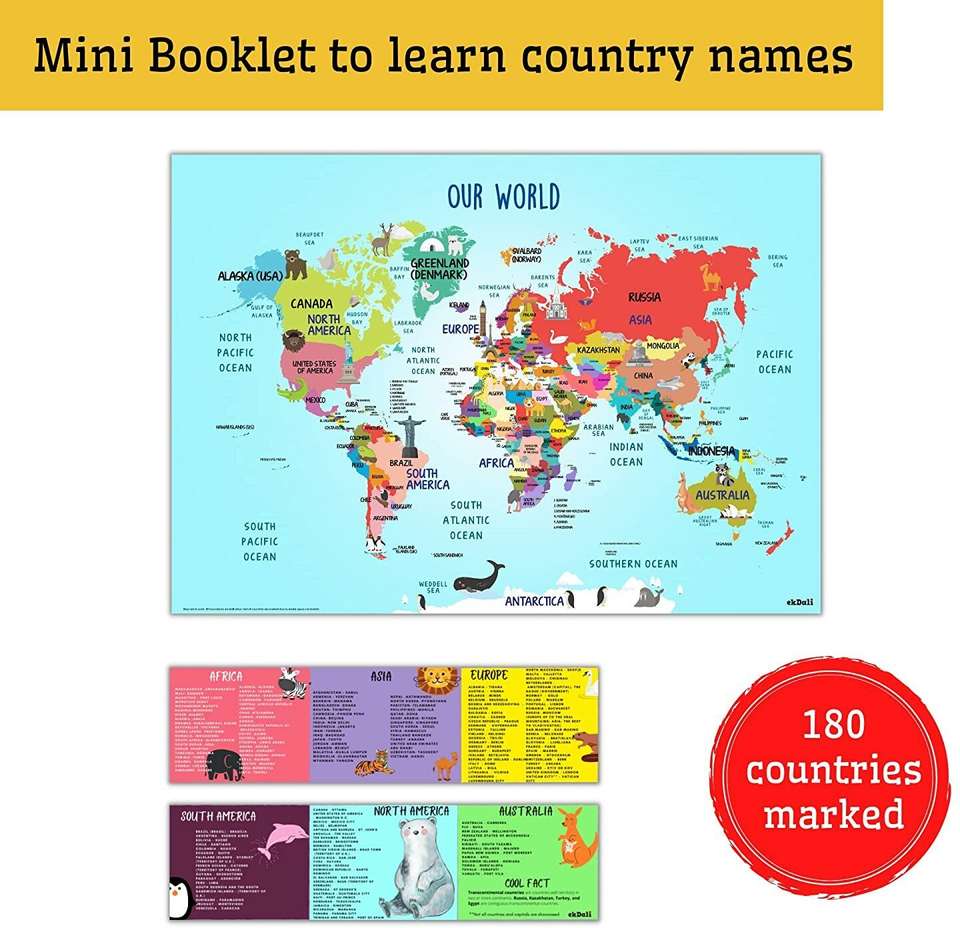 World- World Map and Its Countries- Learning | world map poster for ...