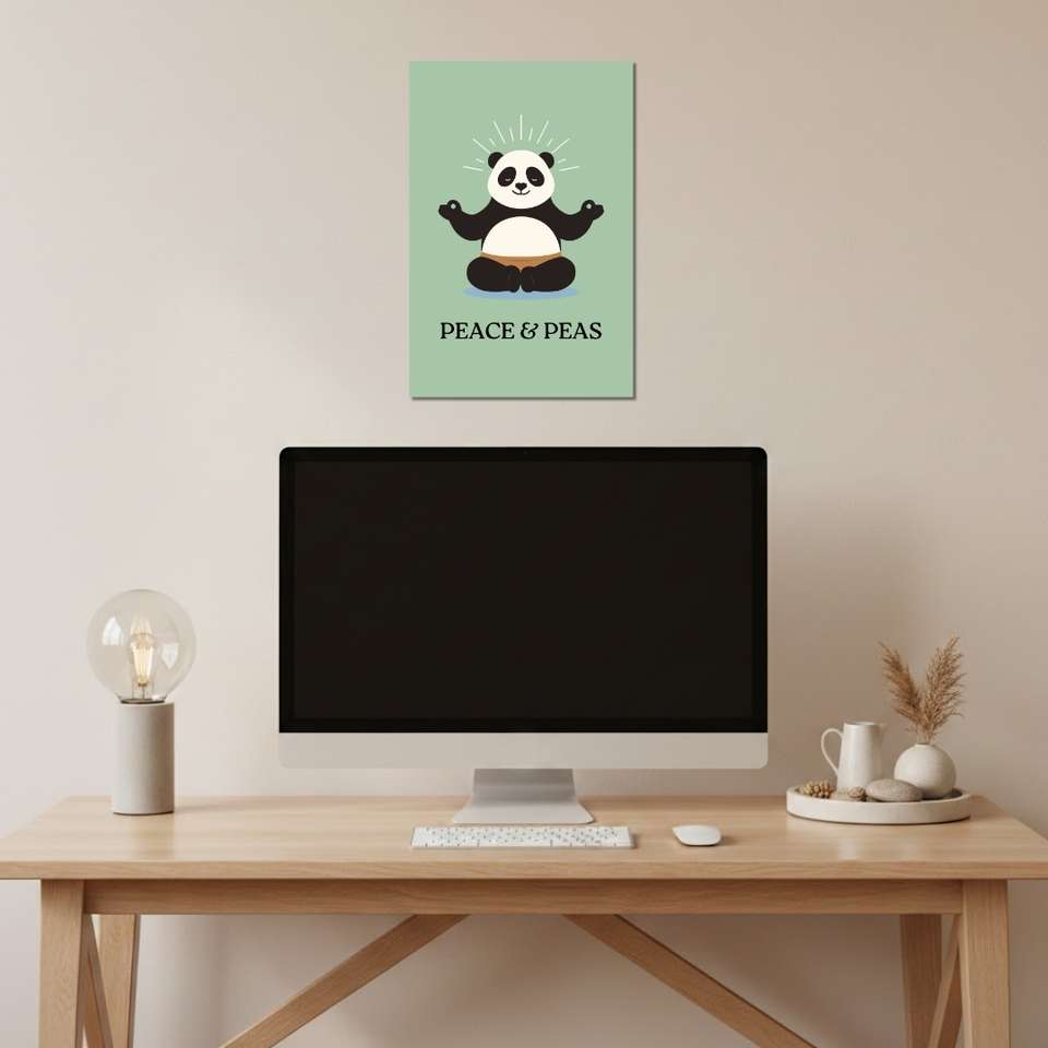 Peace & Peas Cute Panda Poster for Bedroom, Living room, Kids room, and ...