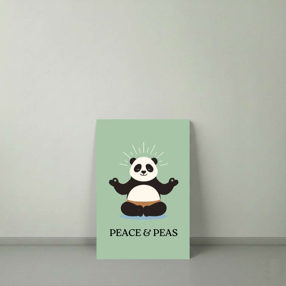 Peace & Peas Cute Panda Poster for Bedroom, Living room, Kids room, and ...