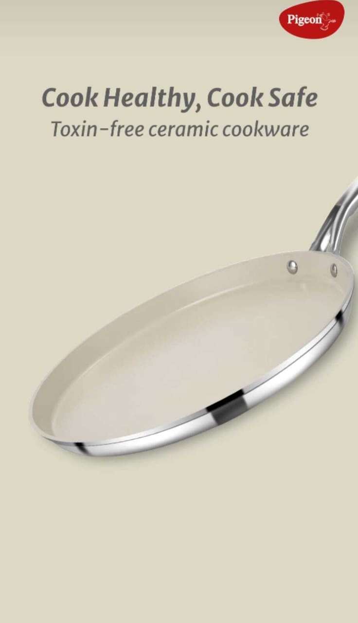 Pigeon PIGEON Cerra Steel Stainless Clad Ceramic Flat Tawa 280 cm ...
